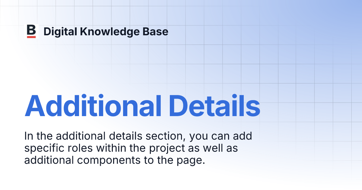 Additional Details | Digital Knowledge Base